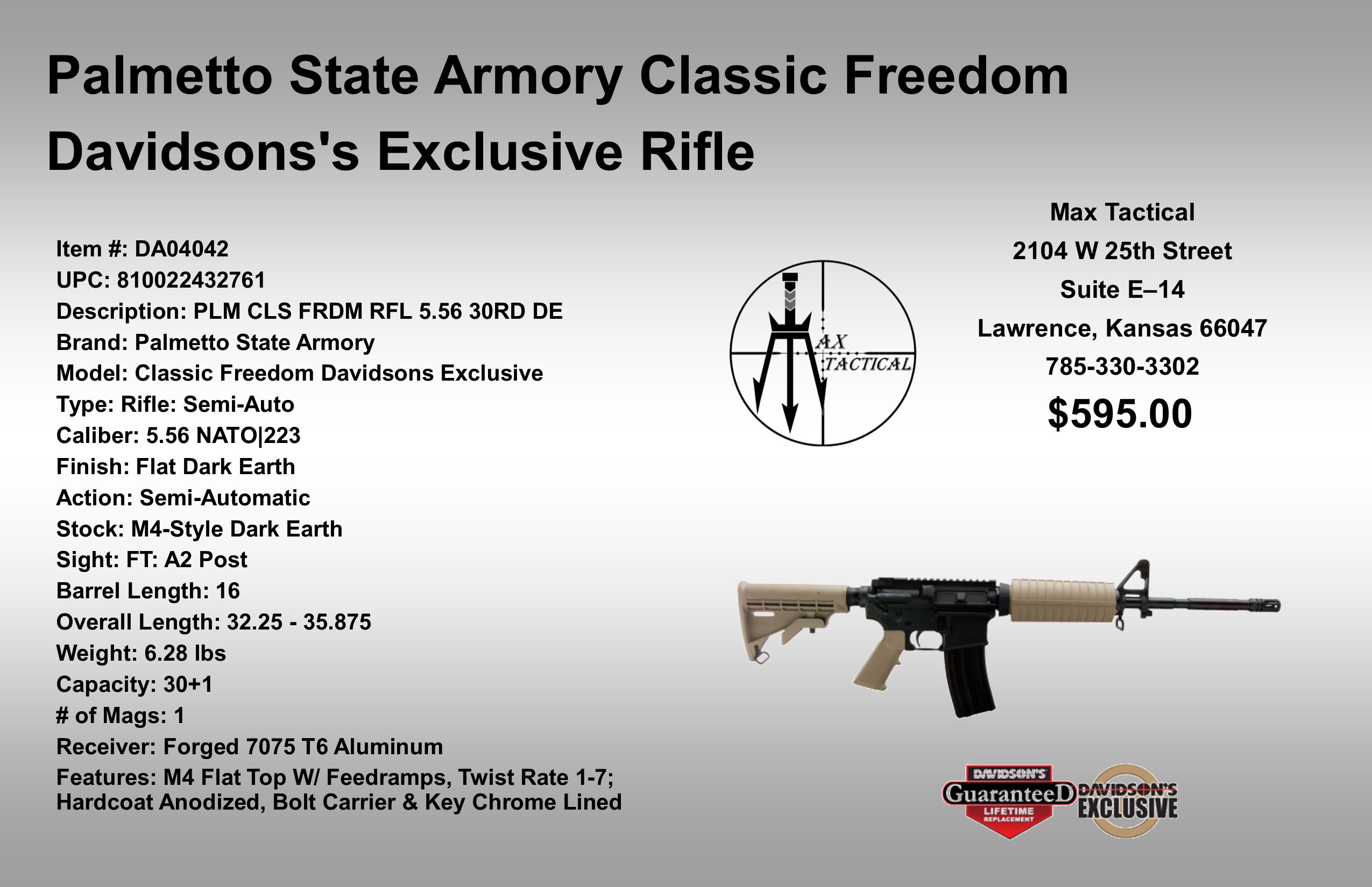 Palmetto State Armory Classic Freedom Rifle – Max Tactical