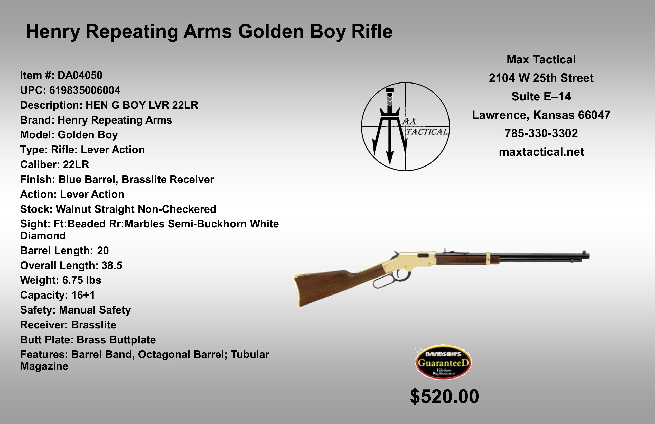 Henry Repeating Arms Golden Boy Rifle 1 – Max Tactical